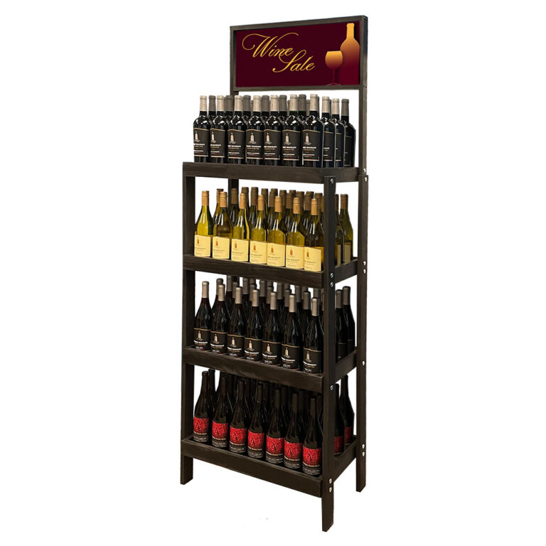 Vintage 4-Post Wood Wine Display Rack - InterMarket Technology